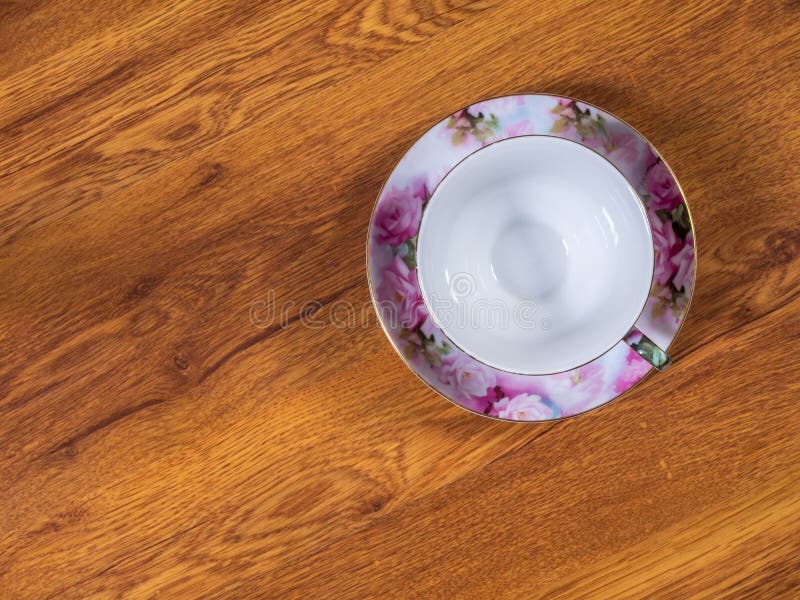 Cup with Saucer on the Table Stock Image - Image of saucer, wooden ...