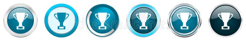 Cup Silver Metallic Chrome Border Icons in 6 Options, Set of Web Blue ...