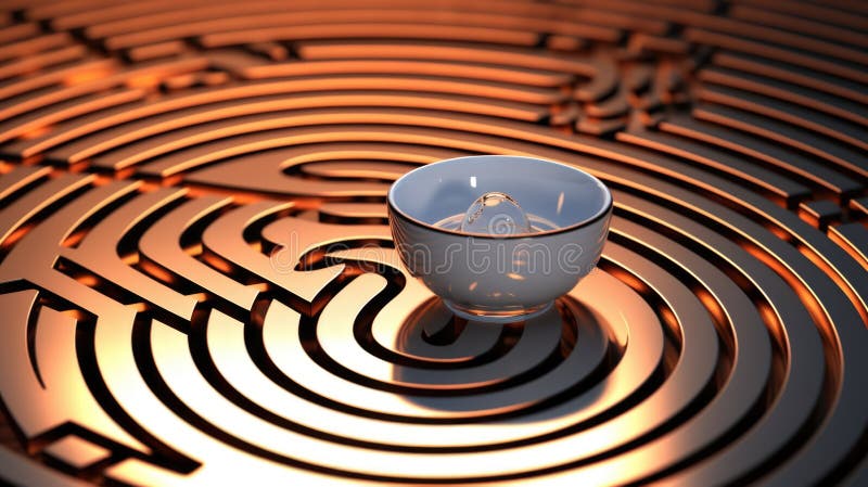 A Cup Sitting on Top of a Maze, AI Stock Illustration - Illustration of ...