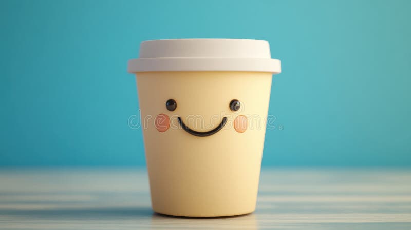 A Cup with a Smiley Face on it Stock Illustration - Illustration of ...