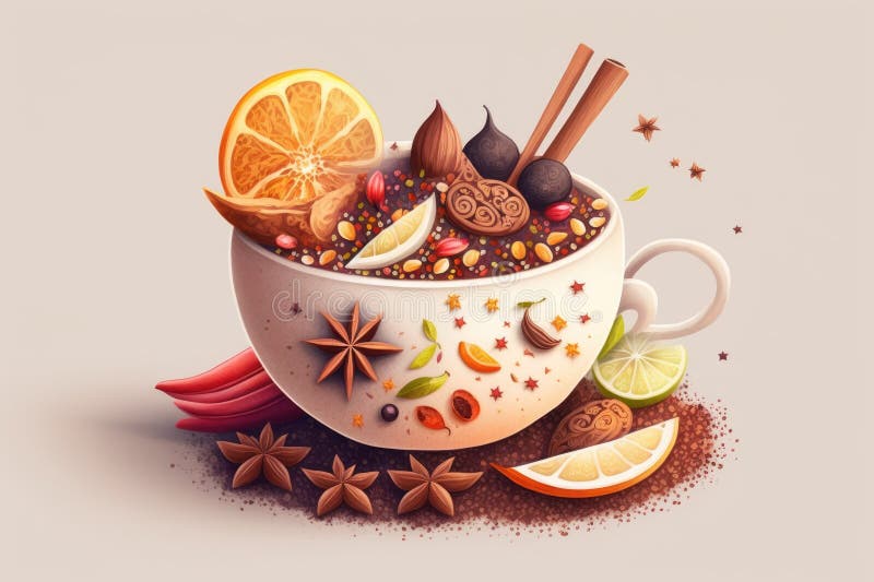 A Cup of Spicy Chai with Added Masala Spices Stock Illustration ...