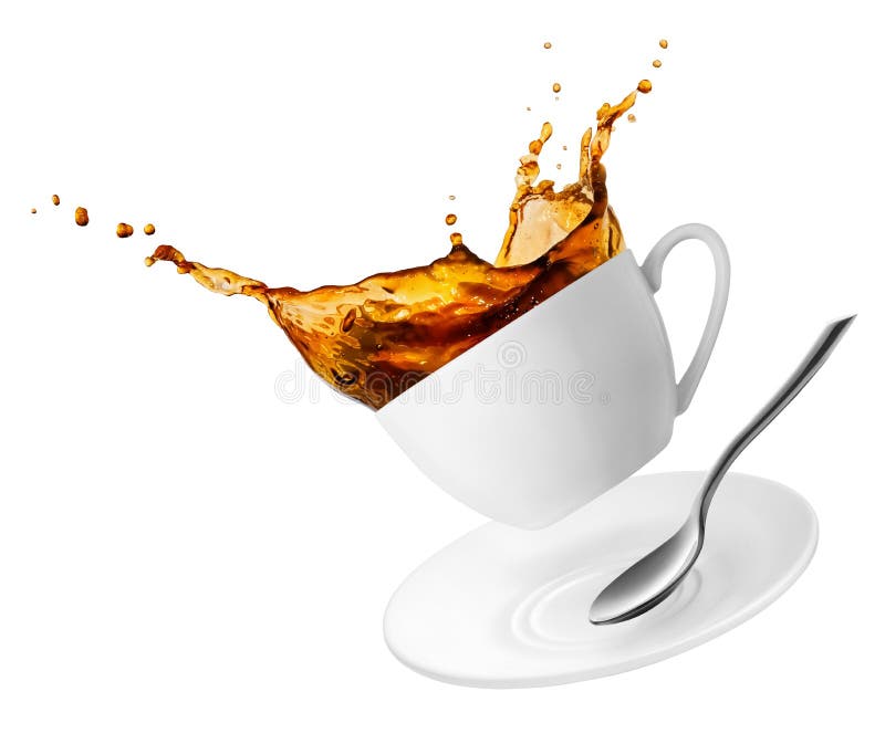 Cup of spilling coffee stock image. Image of pour, swirl - 134453589