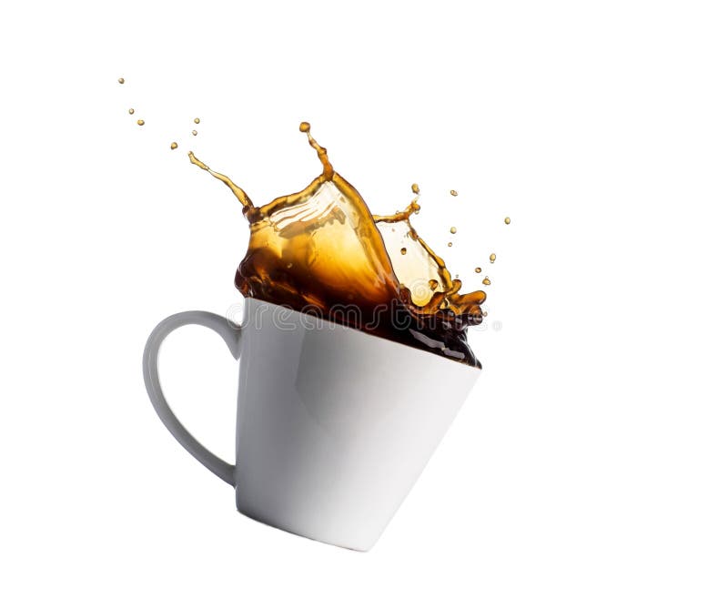Cup of Splashing Coffee Isolated on White Stock Photo - Image of black ...