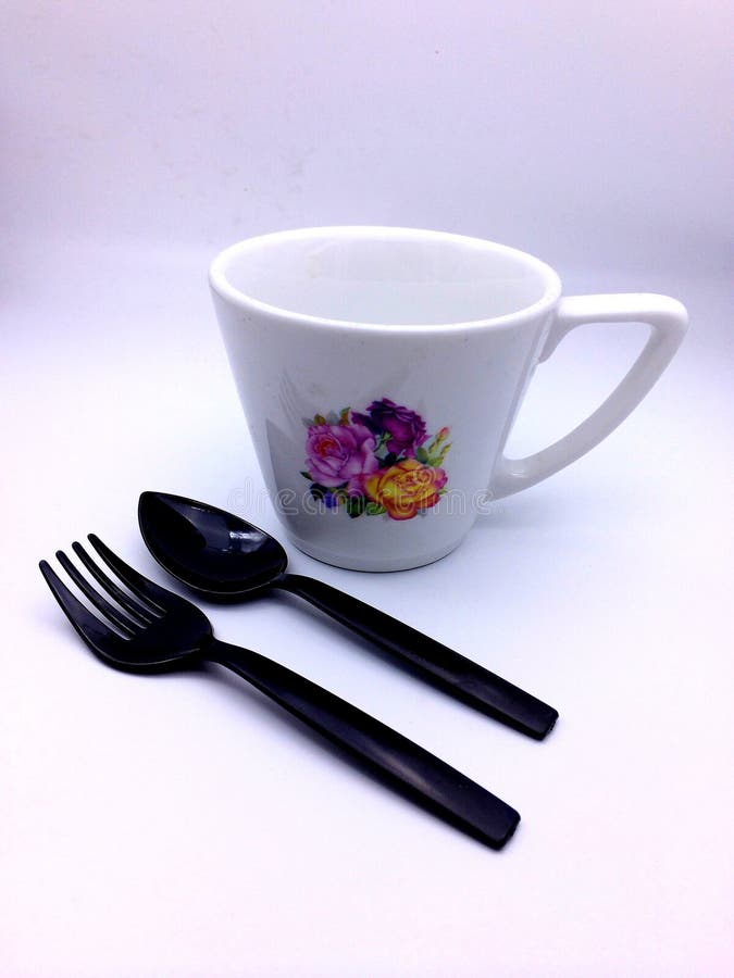 Cup spoon and fork stock photo. Image of fork, eating - 74287330