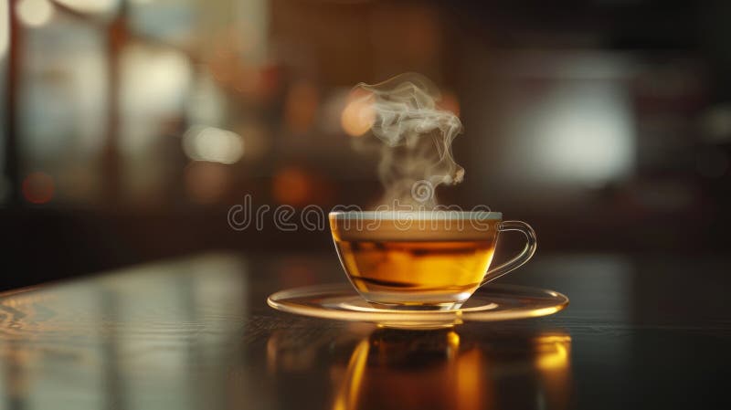 A Cup of Steaming Tea on a Saucer with Steam Rising, AI Stock Photo ...