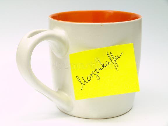 Cup with sticky note stock photo. Image of closeup, drink - 17008696