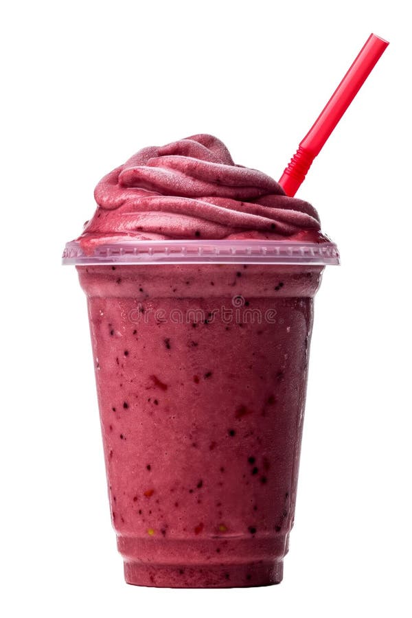 A Cup of Strawberry Smoothie with a Straw in it Stock Photo - Image of ...