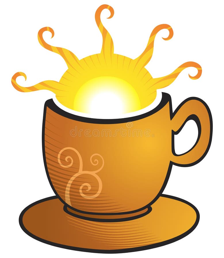 Cup with sun stock vector. Illustration of floral, restaurant - 21570531