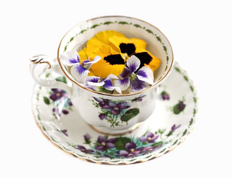 Flowers in a teacup stock photo. Image of floral, table - 21115782
