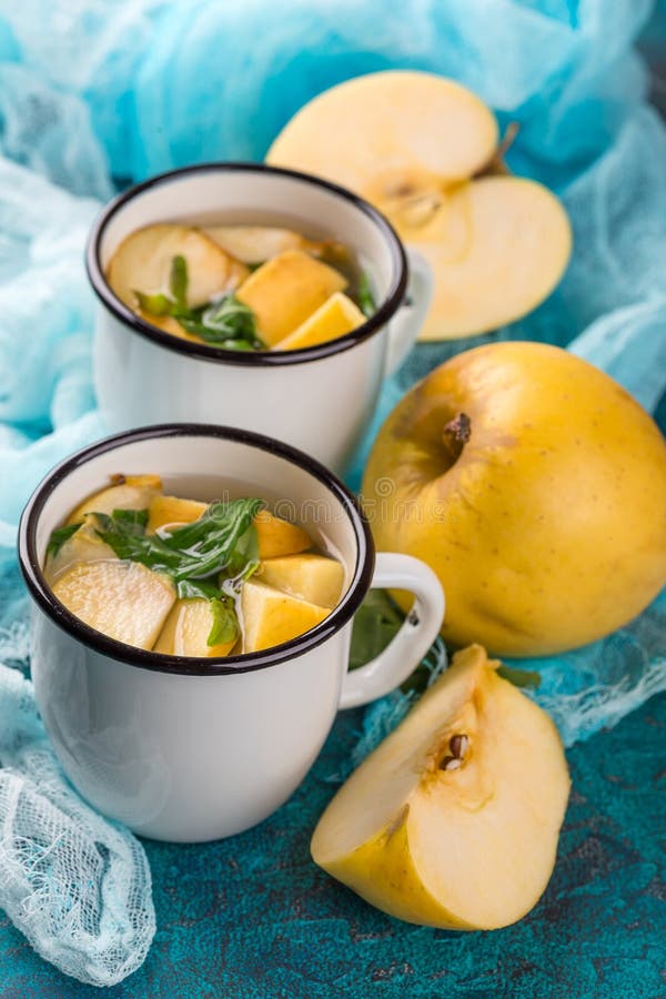 Cup of Tea with Apples and Basil Stock Image - Image of apples, spice ...