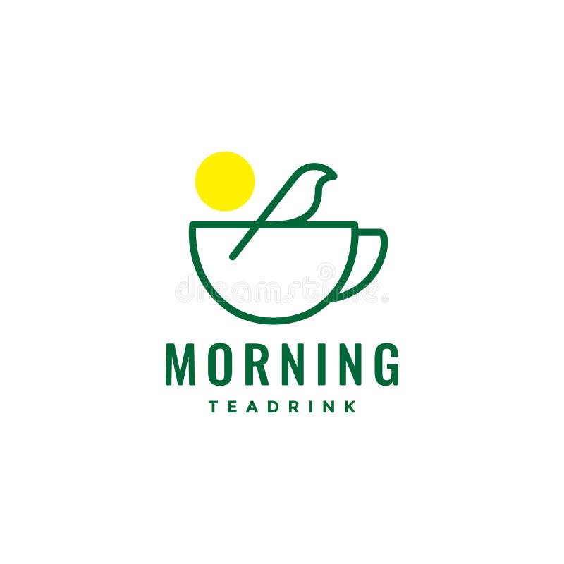 Cup Tea with Bird Morning Sunrise Logo Design Stock Vector ...