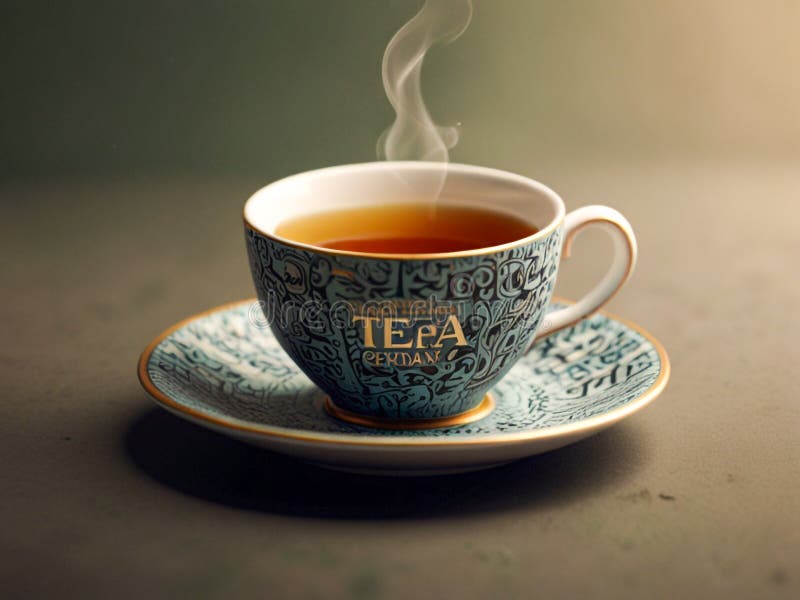 Cup of Tea on Black Background Stock Illustration - Illustration of ...