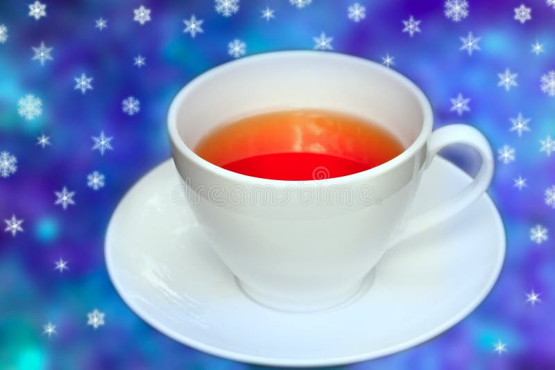 Cup Of Tea On Blue Background Stock Photo - Image of dishes, allover ...