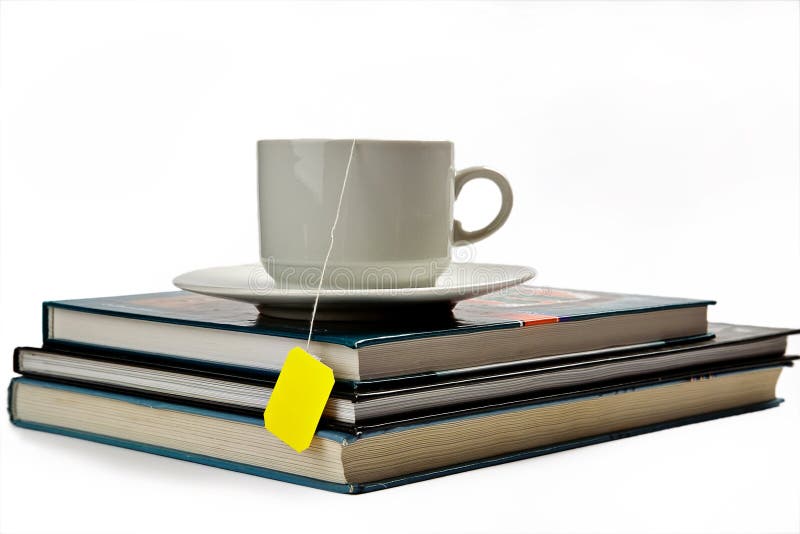 A cup of tea and books stock photo. Image of color, background - 14429988