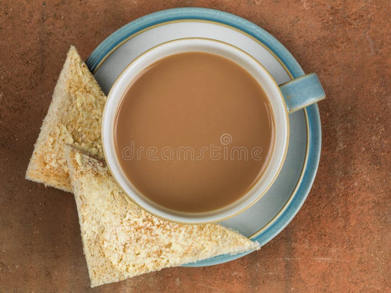 Cup of Tea or Coffee Hot Beverage with Buttered Toast Stock Image ...