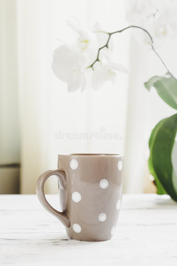 Cup with Tea or Coffee on the Kitchen Table Stock Image - Image of ...