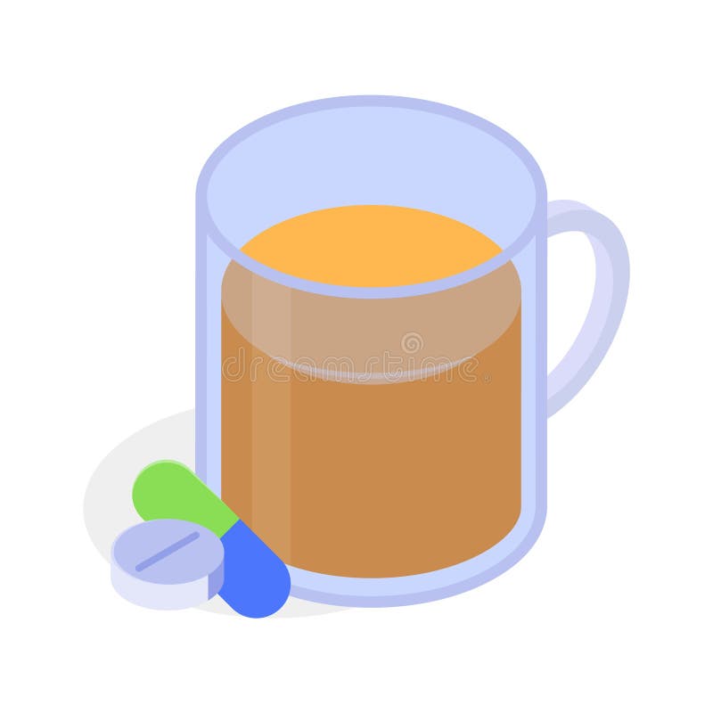 Cup of Tea or Coffee with Medicine, Representing Wellness Stock ...
