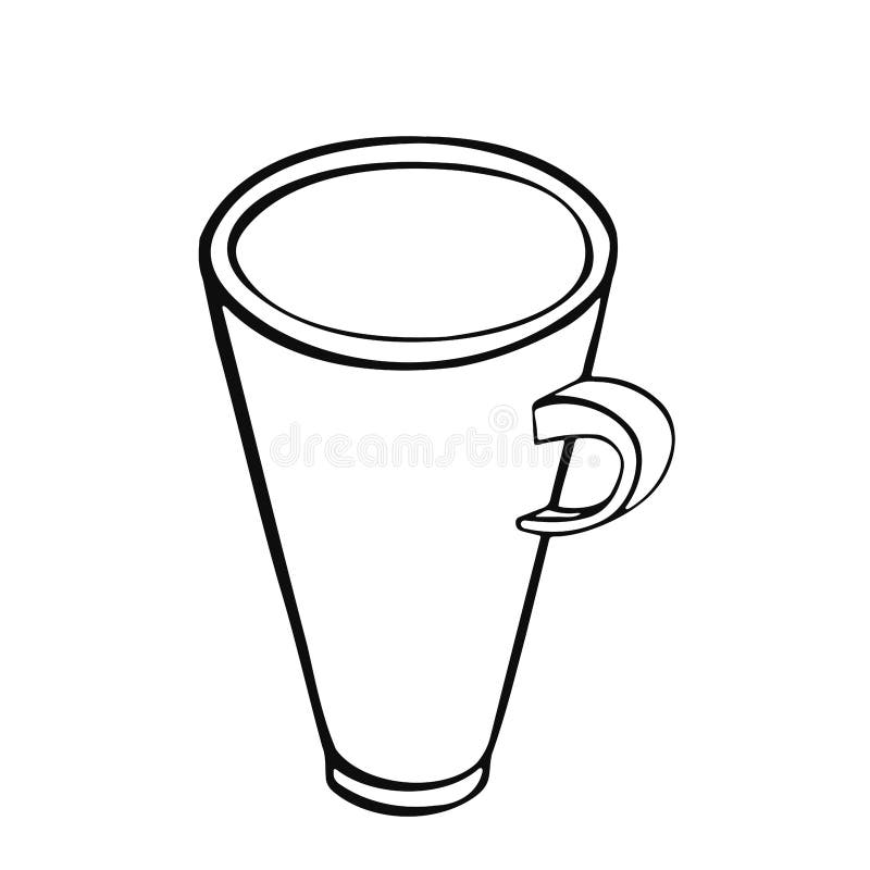 Cup with Tea or Coffee Side View. Hand Drawn Vector Stock Vector ...