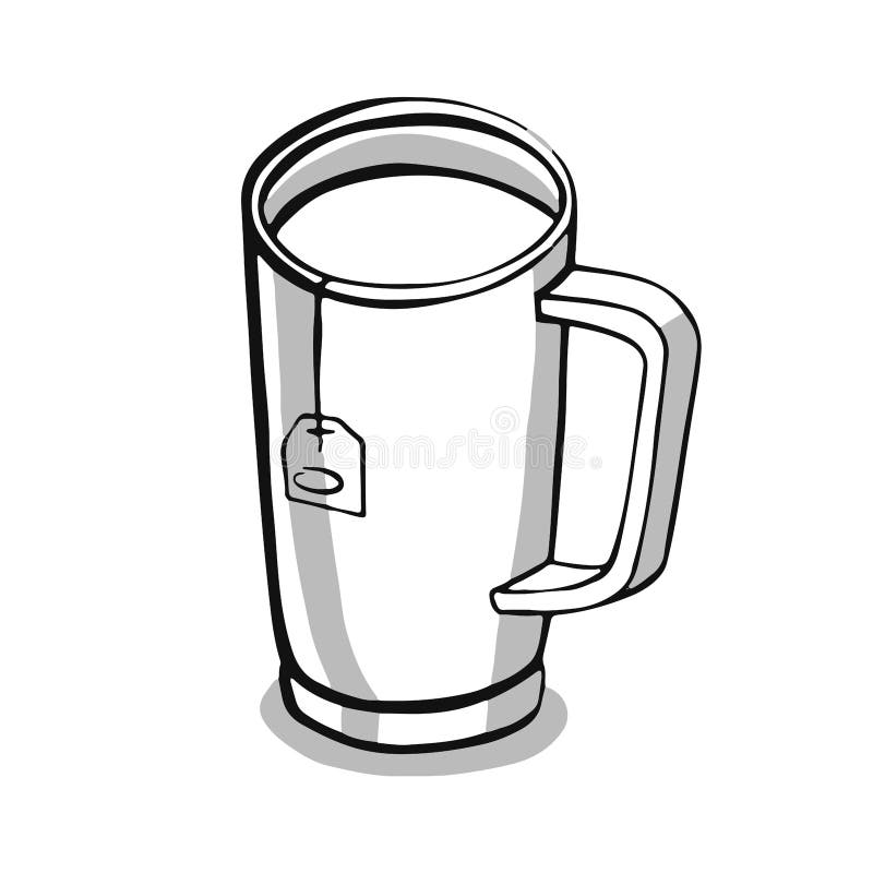 Cup with Tea or Coffee Side View. Hand Drawn Vector Stock Vector ...