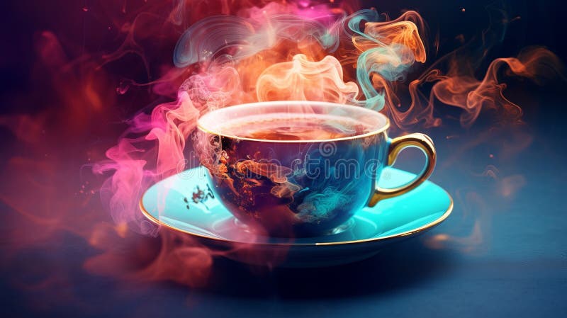A Cup of Tea with Colorful Steam Rising Out of it Stock Image - Image ...