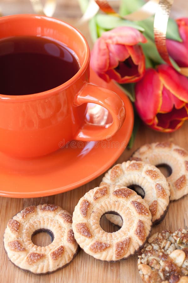 Tea with cookies stock image. Image of morning, sugar - 17385319
