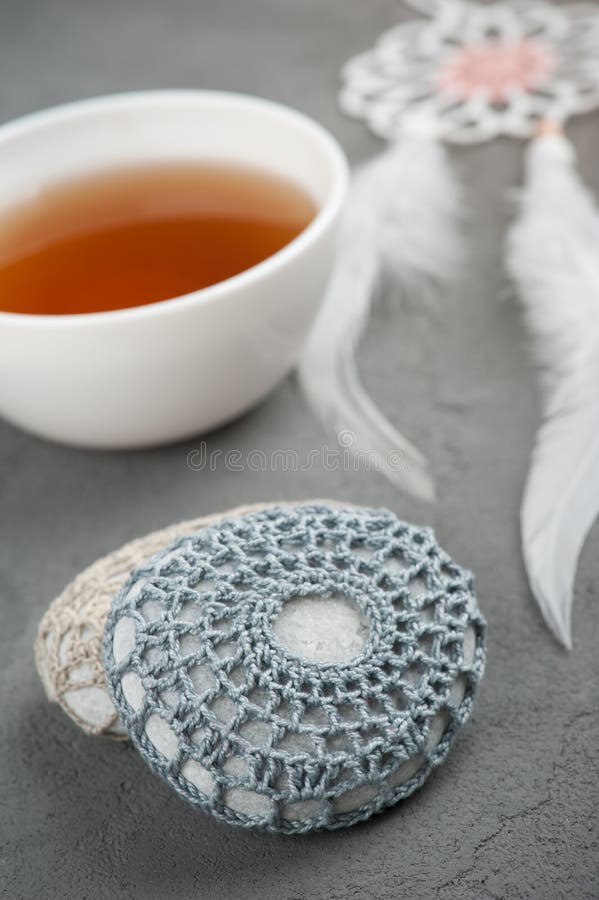 Cup of Tea and Crocheted Pebbles Stock Image - Image of japanese, dream ...