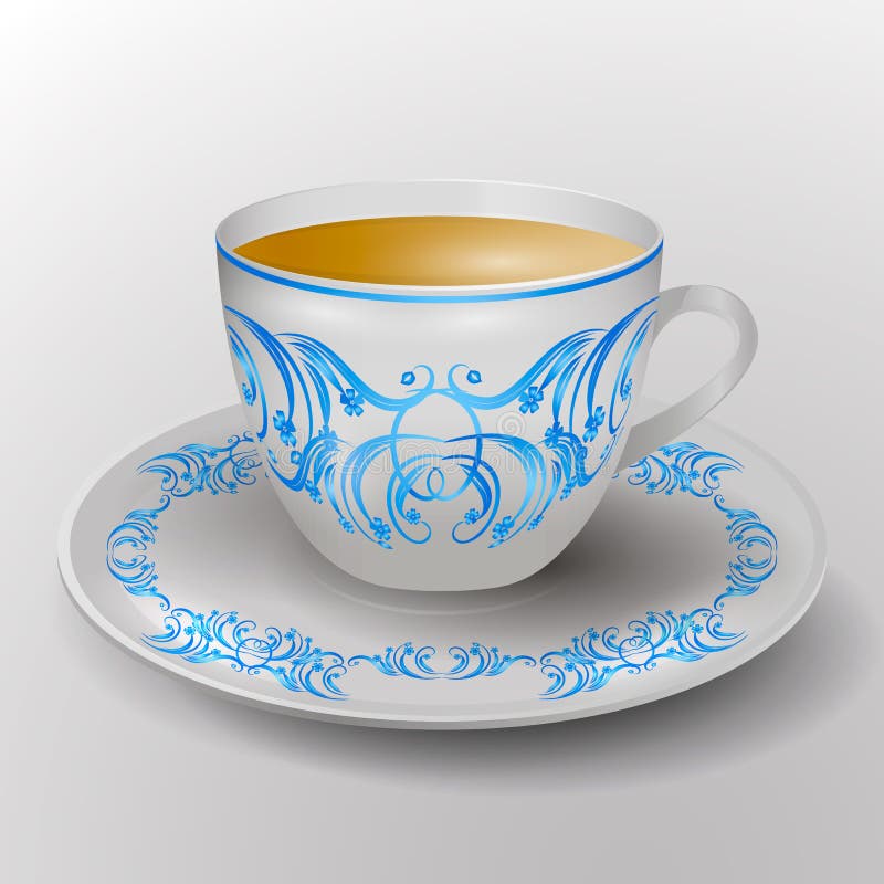 Cup with Tea, Decorated with Decorative Floral Pattern Stock ...