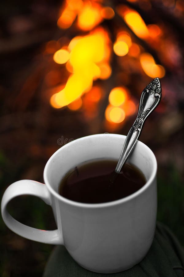 Cup of Tea in Front of Fire Stock Photo - Image of coffee, warm: 268649412