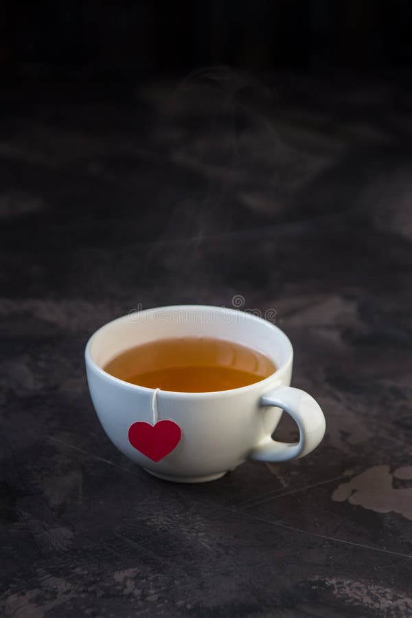 Cup of Tea with Heart Shaped Teabag Tag Stock Image - Image of space ...