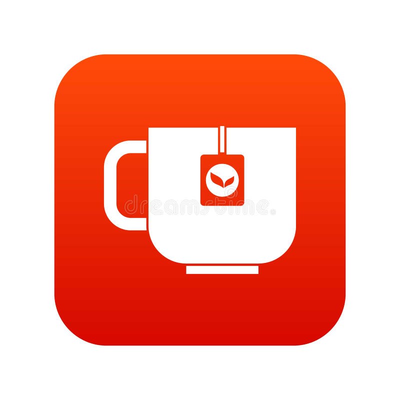 Cup of Tea Icon Digital Red Stock Vector - Illustration of simple ...
