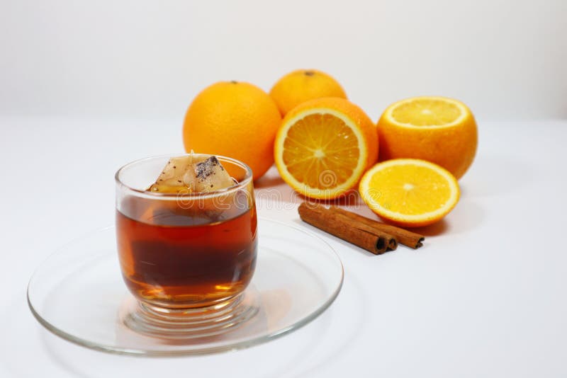 Cup of Tea on White. Citrus and Spices Drinks for Health. Stock Photo ...
