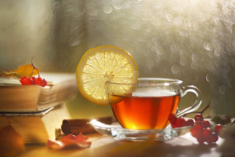 A Cup of Tea with Lemon. Autumn Stock Image - Image of fragrance, home ...