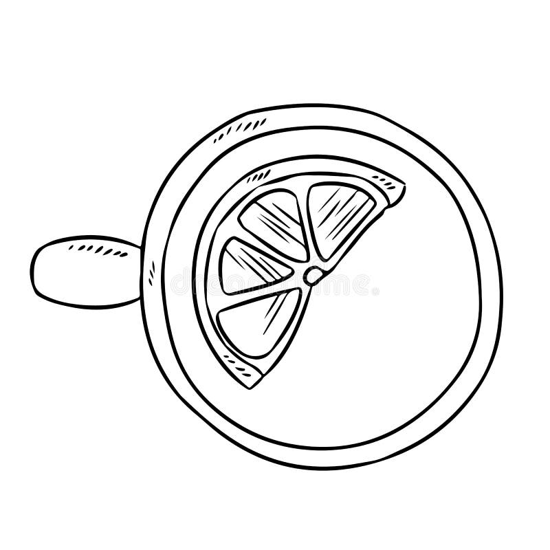 Cup of Tea with Lemon. Hand Drawn Cartoon Style Tea Drink Doodle Stock ...