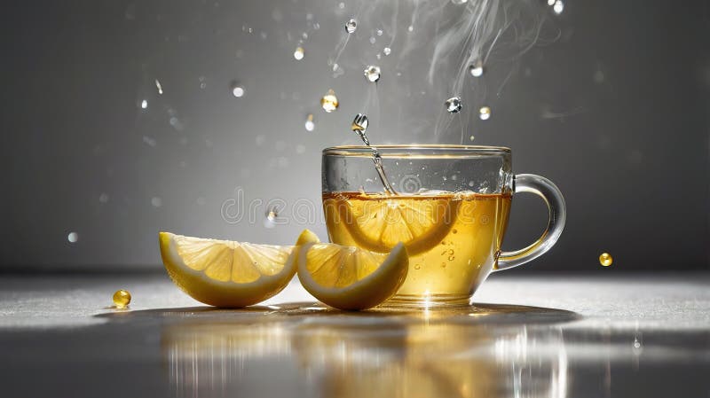 A Cup of Tea with Lemon Slices Floating in it Stock Illustration ...