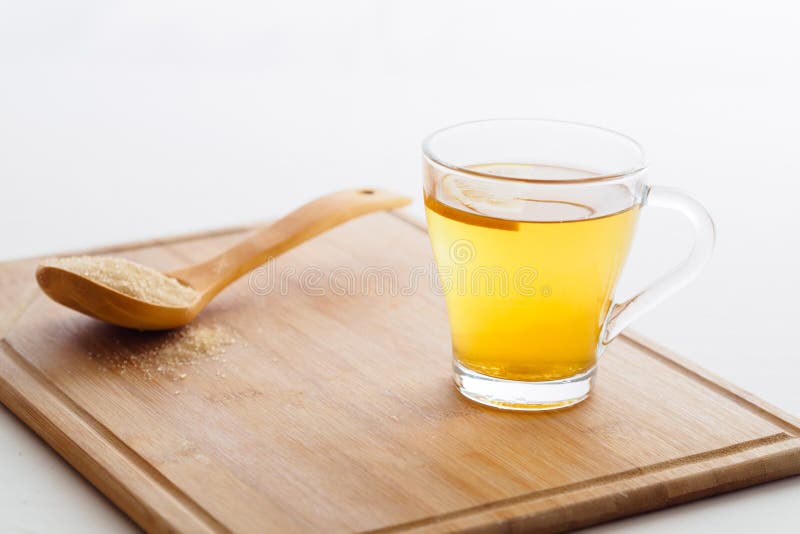 Cup of Tea with Lemon and Wooden Spoon Stock Image - Image of closeup ...