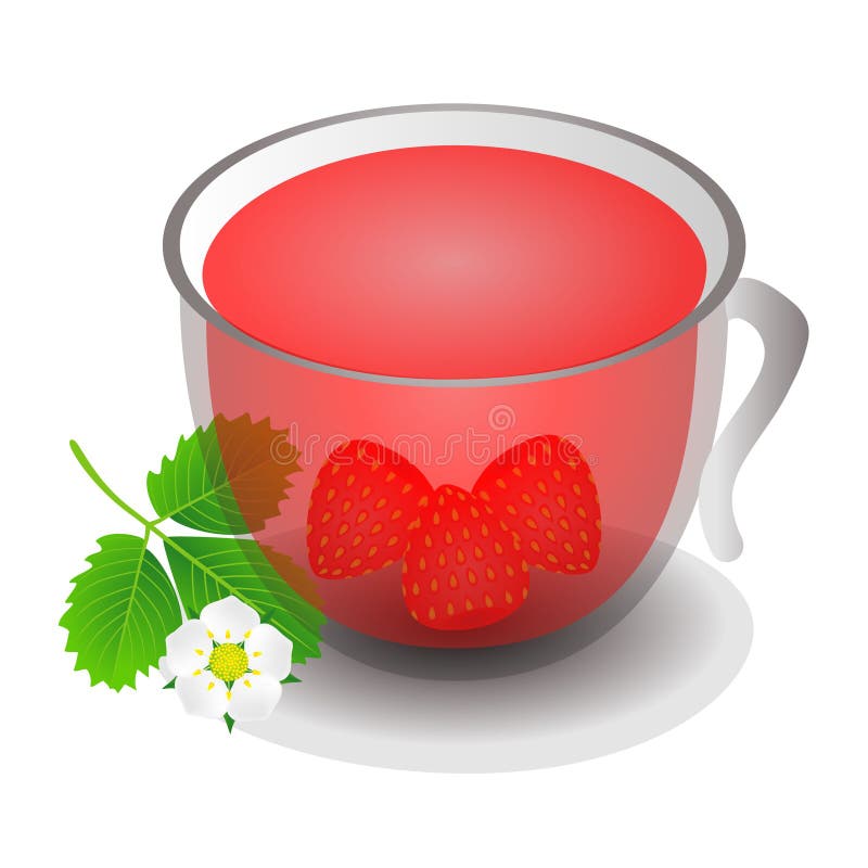 A Cup of Tea Made from Strawberries Isolated on a White. Stock Vector ...