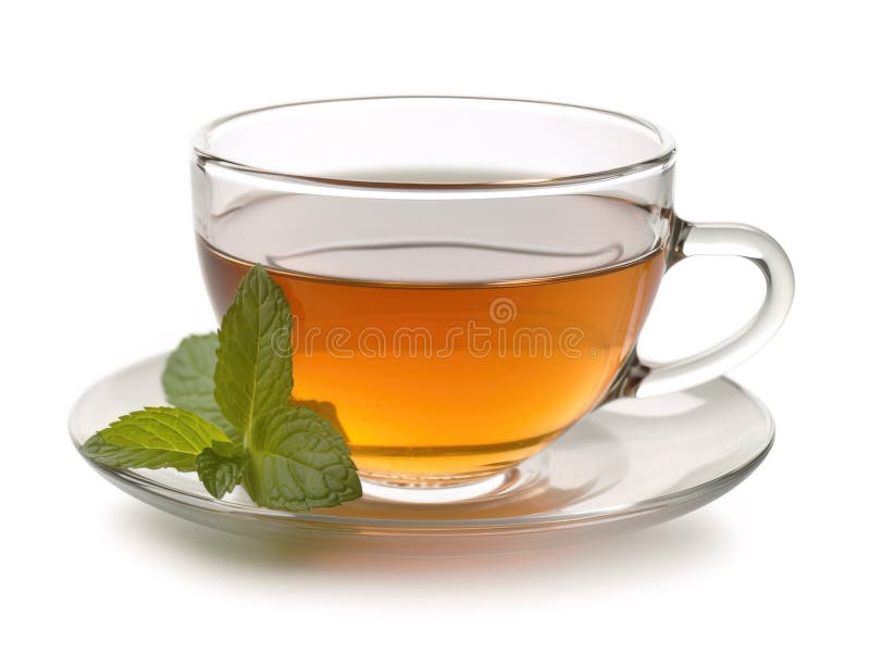 Cup of Tea with Mint Isolated on White Background. Stock Photo - Image ...