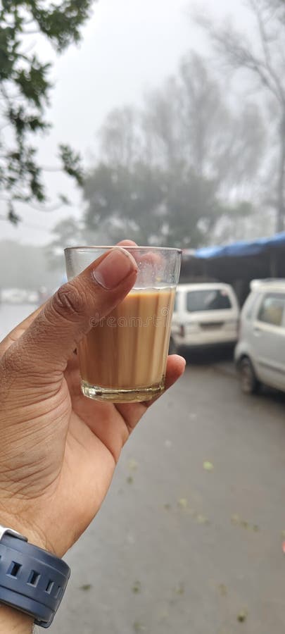 A Cup of Tea with Rainy Weather Gives Next Level of Experience Stock ...