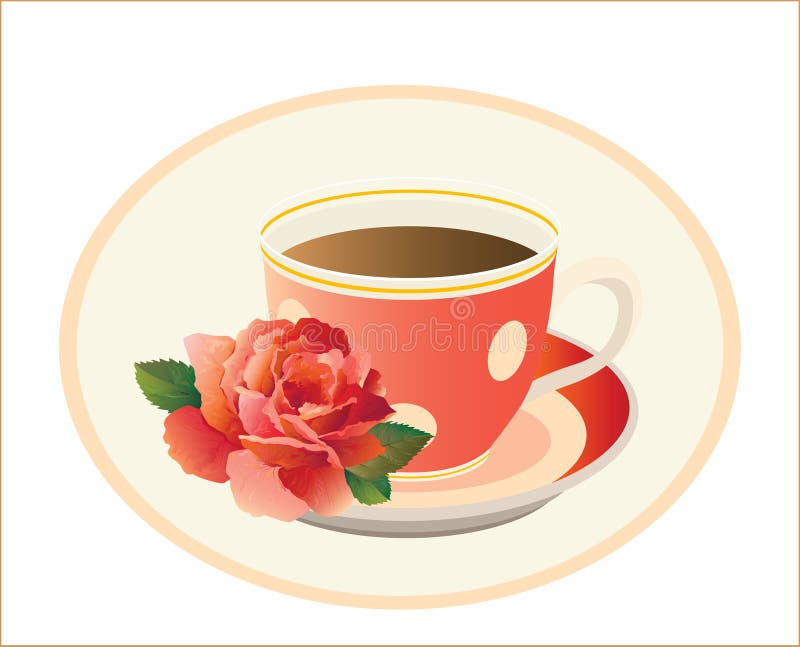 Vector Beautiful Floral Rose Cup of Tea. Stock Vector - Illustration of ...