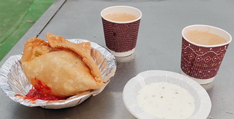 Cup tea samosa stock image. Image of meal, cake, drink - 218611715