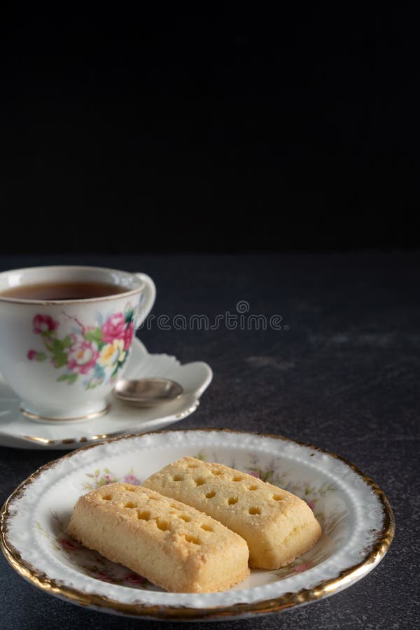 Cup of Tea and Shortbread Vertical Stock Photo - Image of plate ...