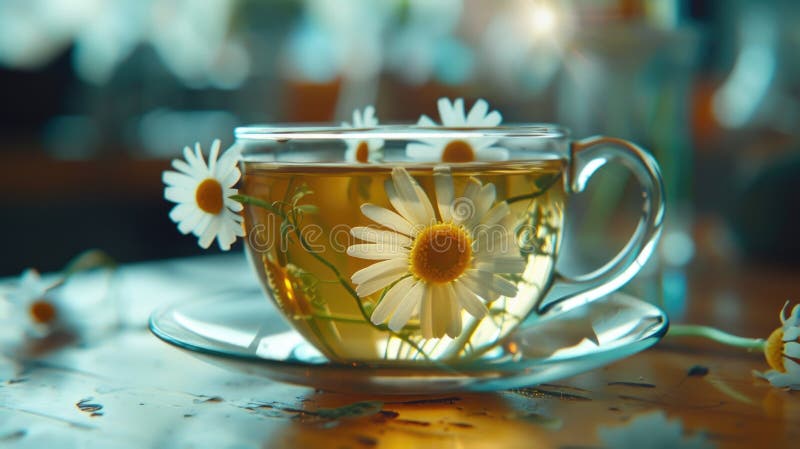 A Cup of Tea with a Single Flower Placed Inside Stock Photo - Image of ...