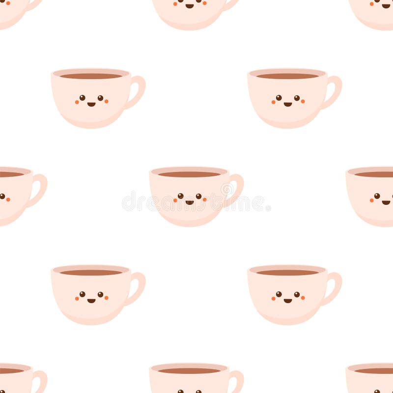 Cup of Tea with Smile Pattern Stock Vector - Illustration of smile ...
