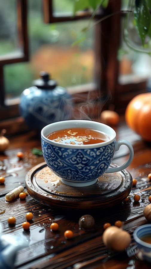 Cup of tea and some nuts stock image. Image of generated - 311878851