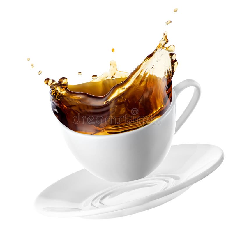 Cup with tea splash stock photo. Image of pouring, saucer - 174937864