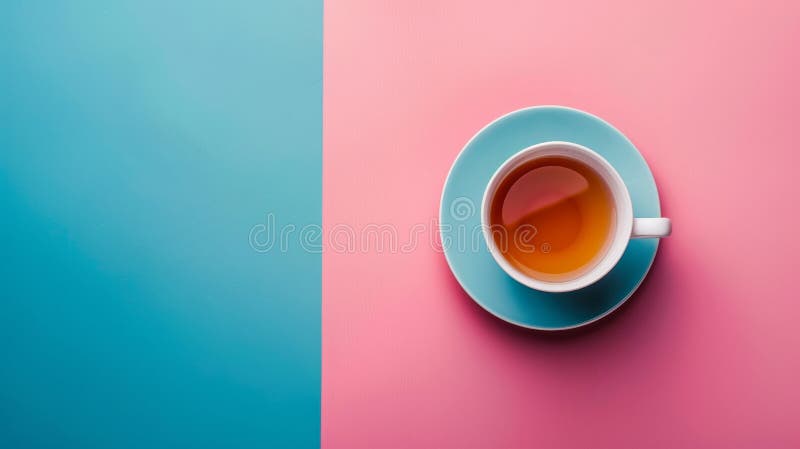 Cup of Tea on a Split Blue and Pink Background Stock Image - Image of ...