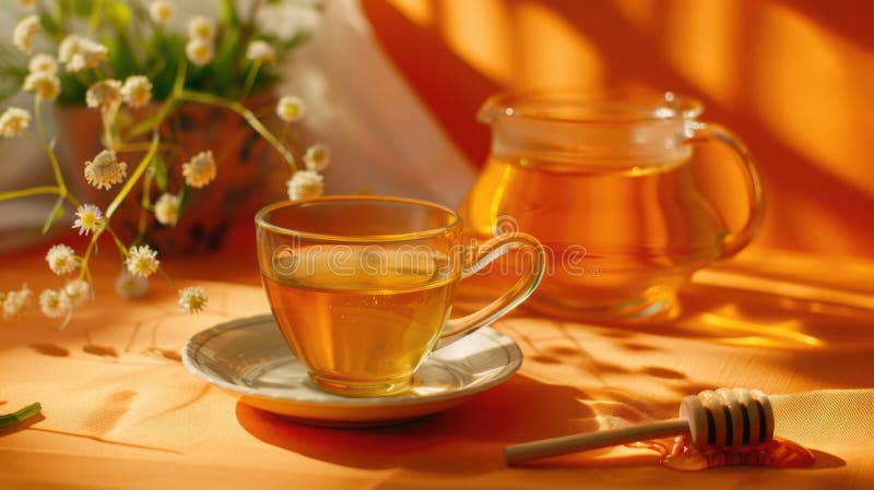 A Cup of Tea and a Spoon Set on a Table, Perfect for a Cozy Moment ...