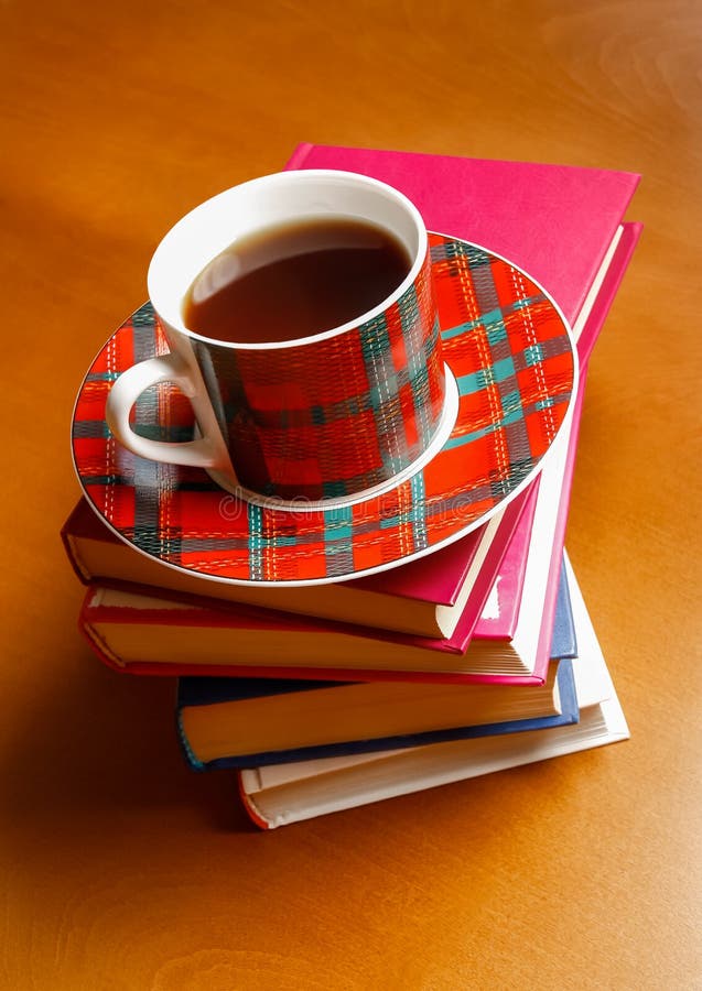 Cup of Tea and Stack of Books Stock Photo - Image of leisure, novel ...