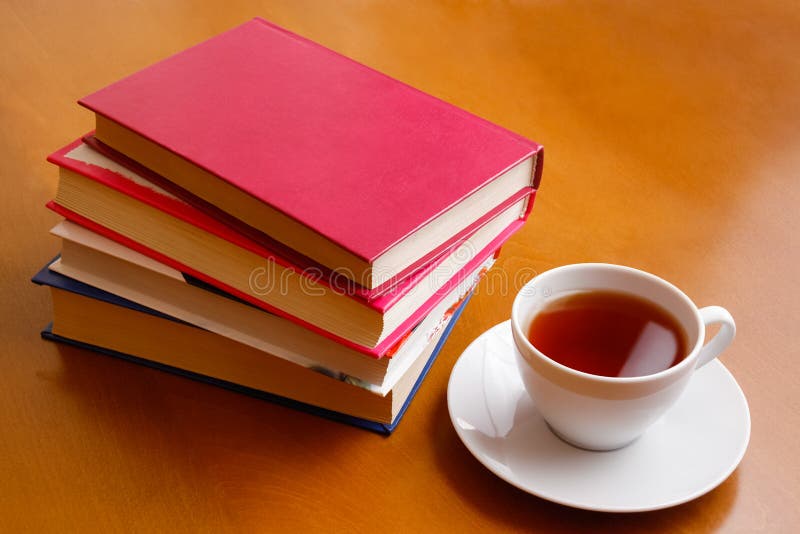Cup of Tea and Stack of Books Stock Image - Image of learn, table: 47770851