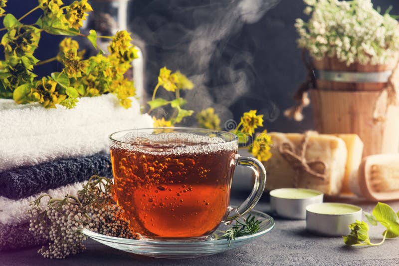 Cup of tea and steam stock photo. Image of steam, aroma - 160646438